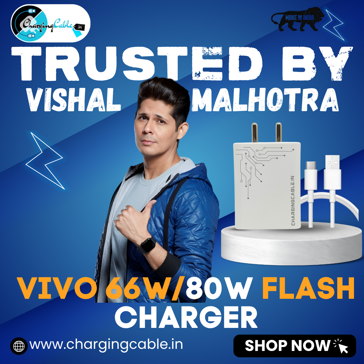 Buy Fast Charger for Vivo Phones | 66W/80W Power Adapter with Type-C Cable Visit Now ...